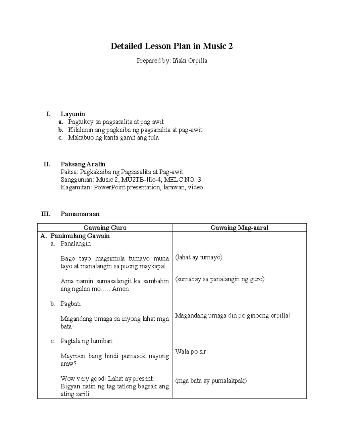 Detailed Lesson Plan in Music 2-2 - Detailed Lesson Plan in Music 2 ...