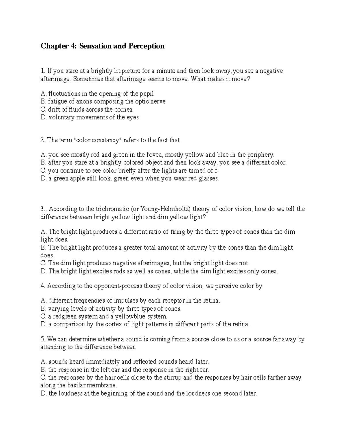 Psych 44 - sensation and perception study questions - Chapter 4 ...