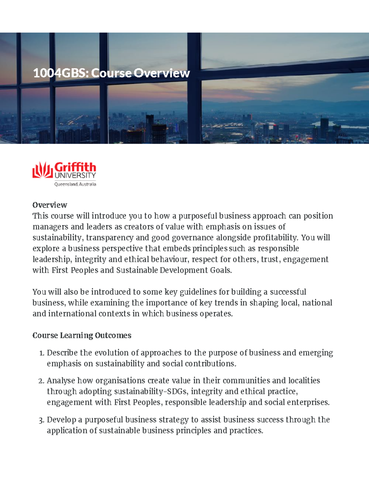 1004GBS 01 Course Overview - Overview This course will introduce you to ...