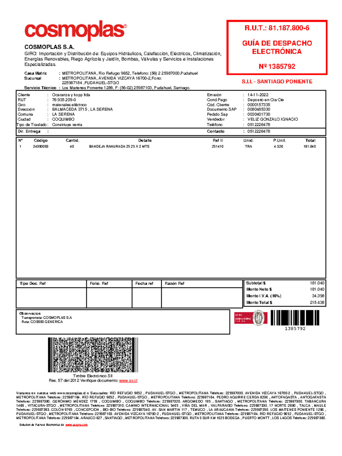 Ocaranza 5 - GFDDD - COSMOPLAS S. GIRO: Importación y Distribución de ...