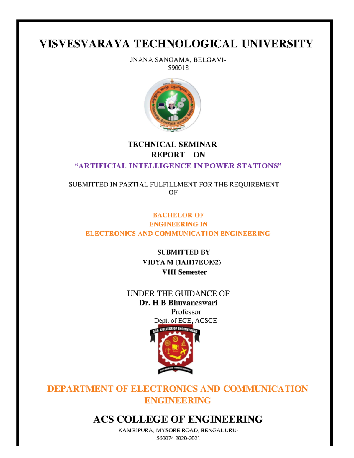 517120889 Final seminar report - VISVESVARAYA TECHNOLOGICAL UNIVERSITY ...