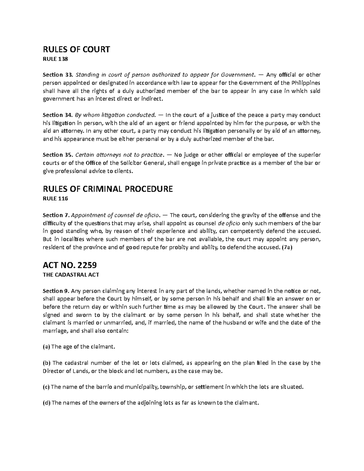 Rule of Court Provisions and Commentaries - Juris Doctor - Studocu