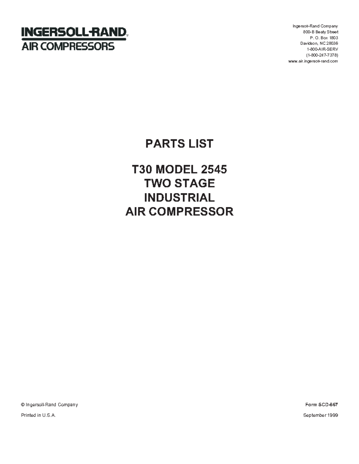 2545 - compresor piston - © Ingersoll-Rand Company Printed in U.S. Form ...