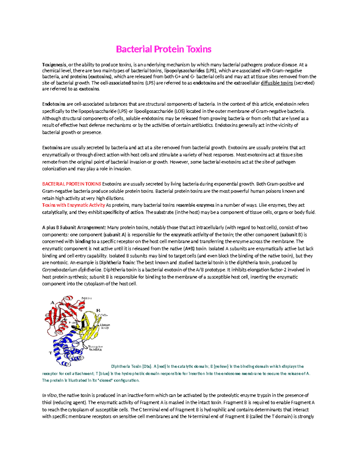 Exam+ Three-+Required+Readings+Part+ONE - Bacterial Protein Toxins ...