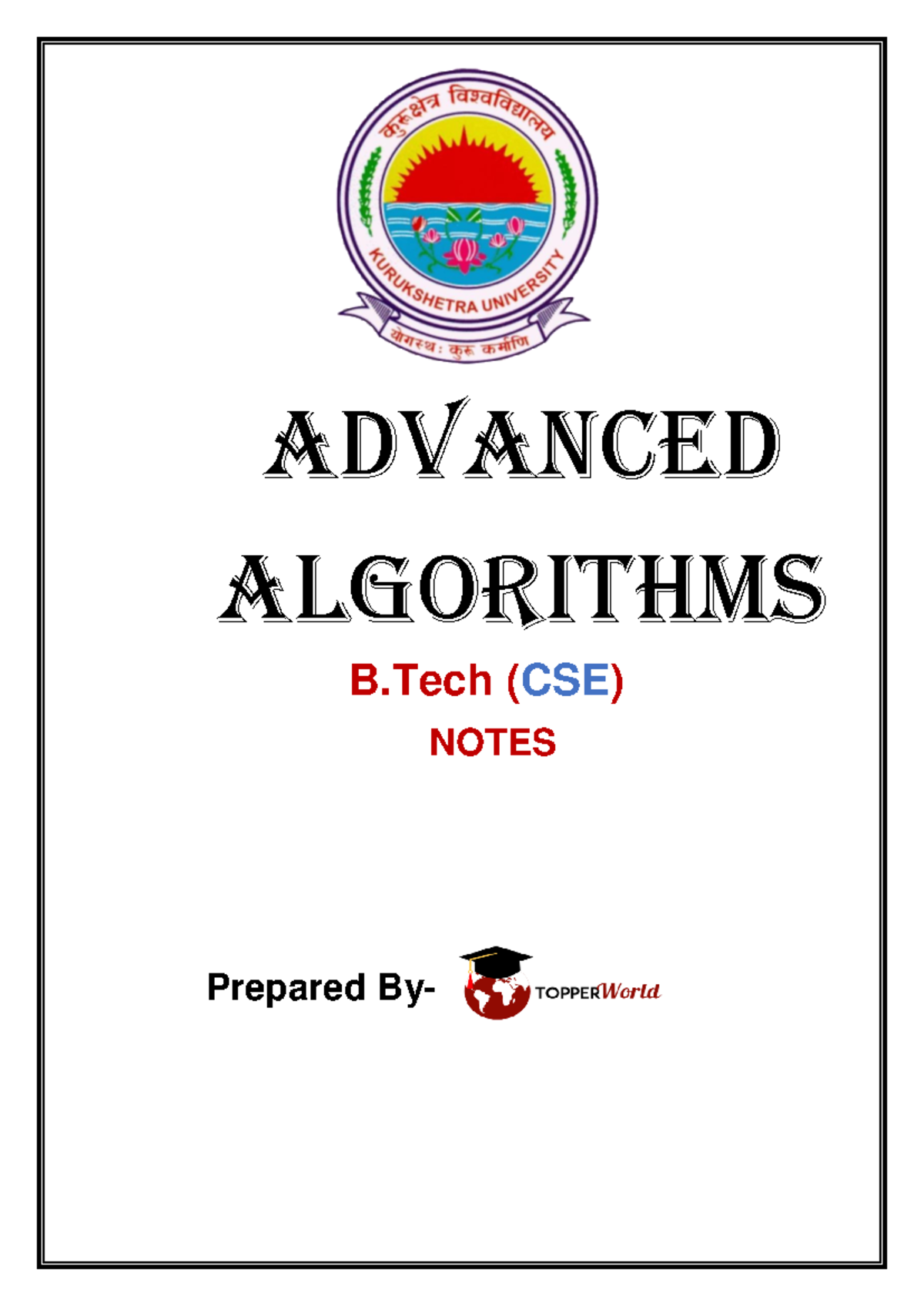 Advanced- Algorithm-1 - advanced Algorithms B (CSE) NOTES Prepared By ...