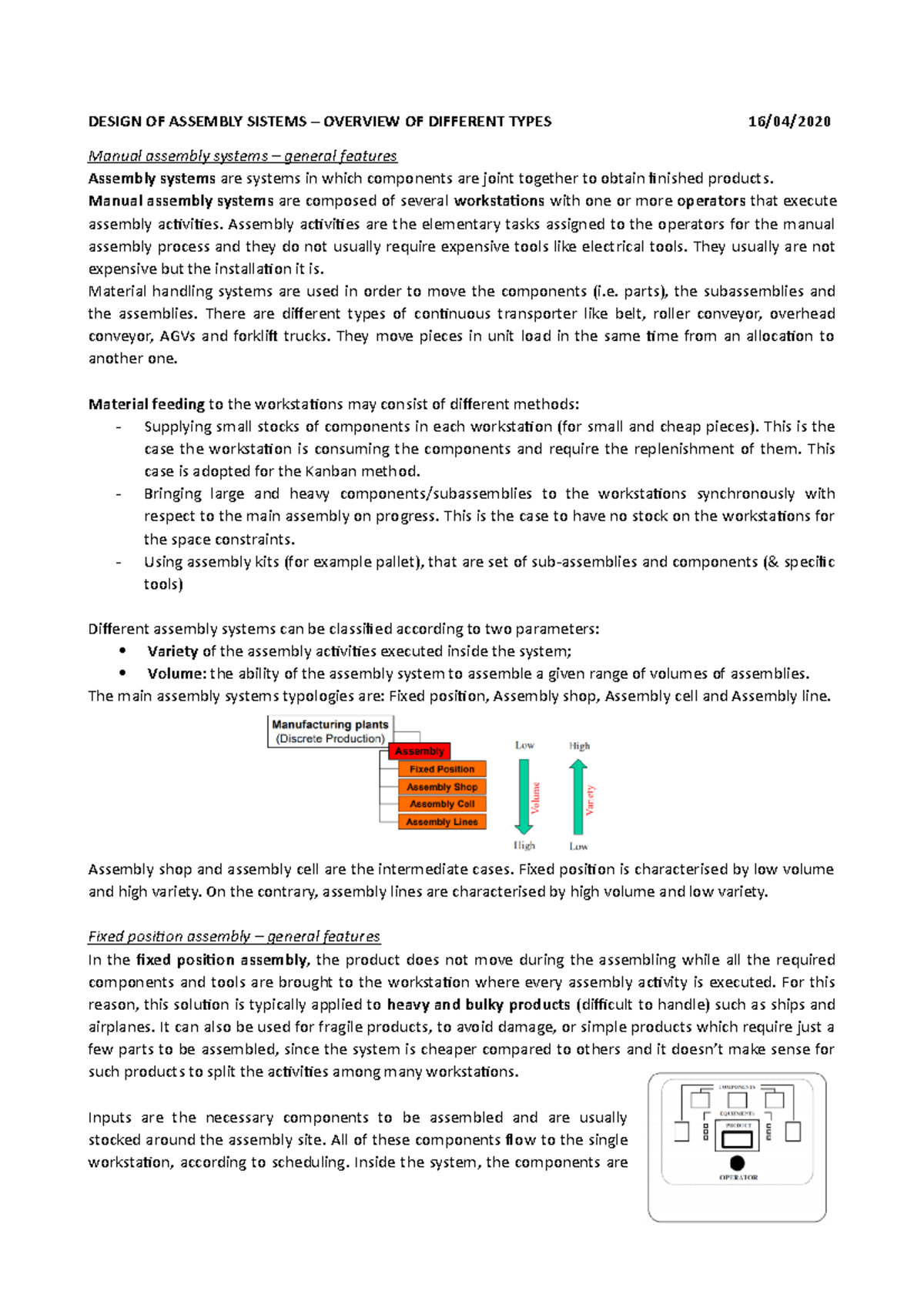 Design OF Assembly Sistems - DESIGN OF ASSEMBLY SISTEMS – OVERVIEW OF ...