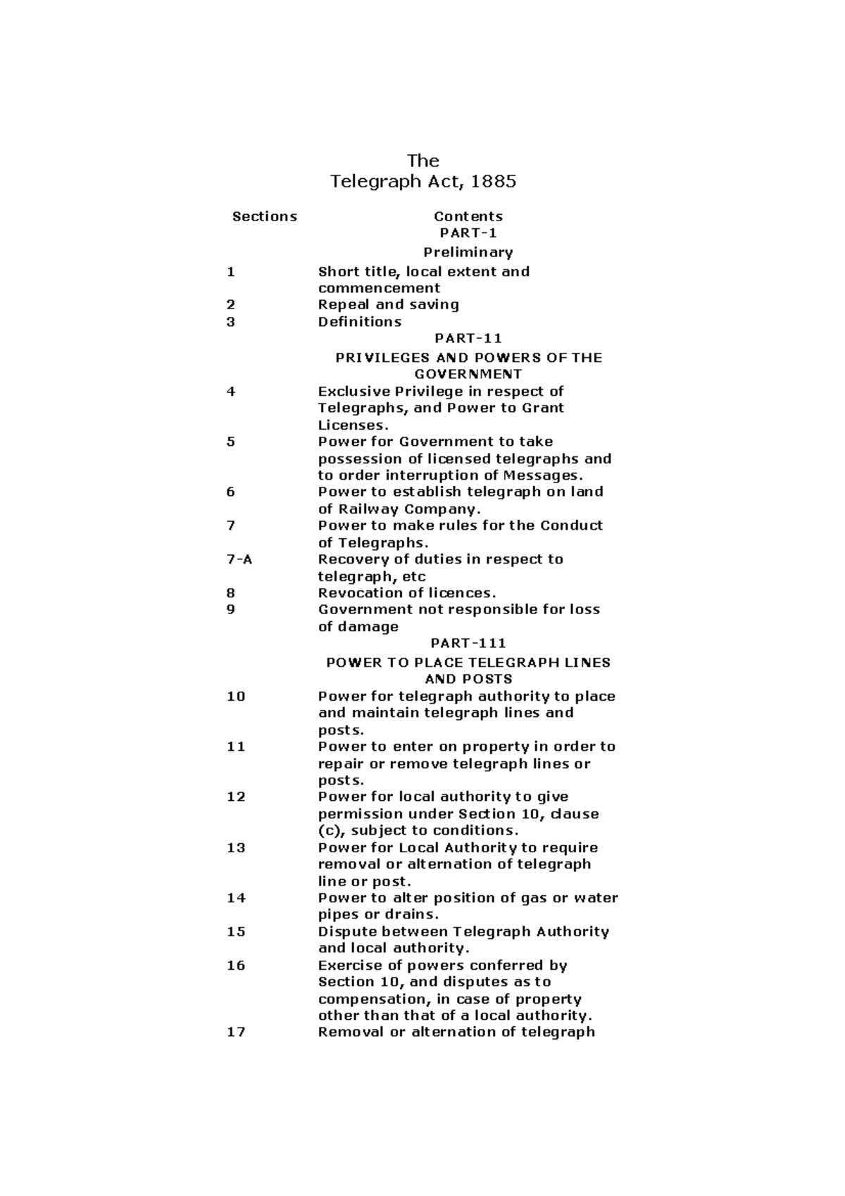 Telegraph Act - Assignment New 2023 - The Telegraph Act, 1885 Sections ...