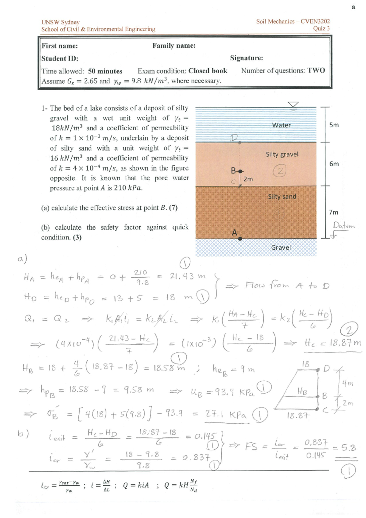 Quiz 3a 28 April, questions and answers - CVEN3202 - Studocu