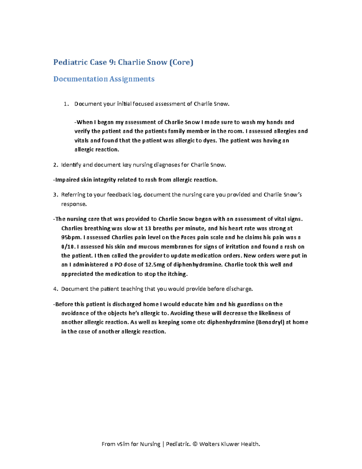 Charlie Snow DA - VSIM - Pediatric Case 9: Charlie Snow (Core ...