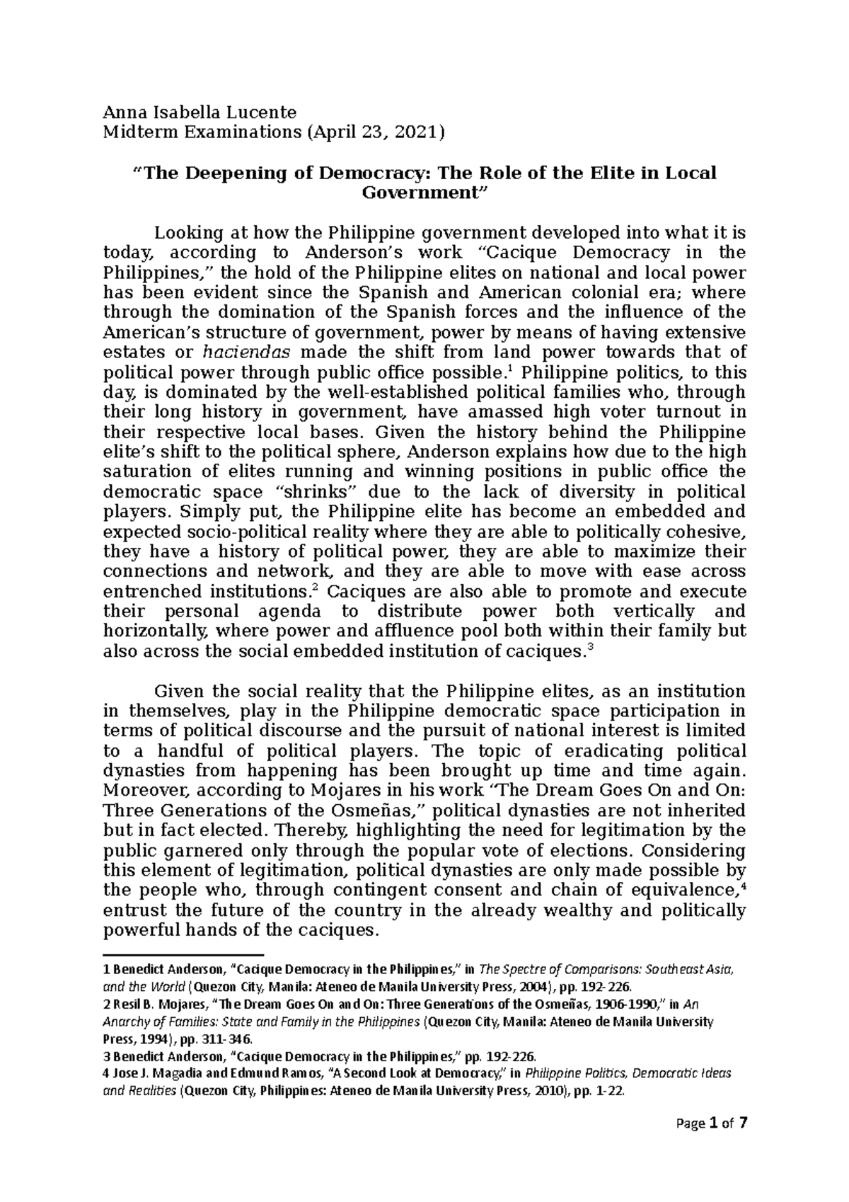 Lucente 21Midterms - Modular Assessment #2 for the class POLSC 21 ...