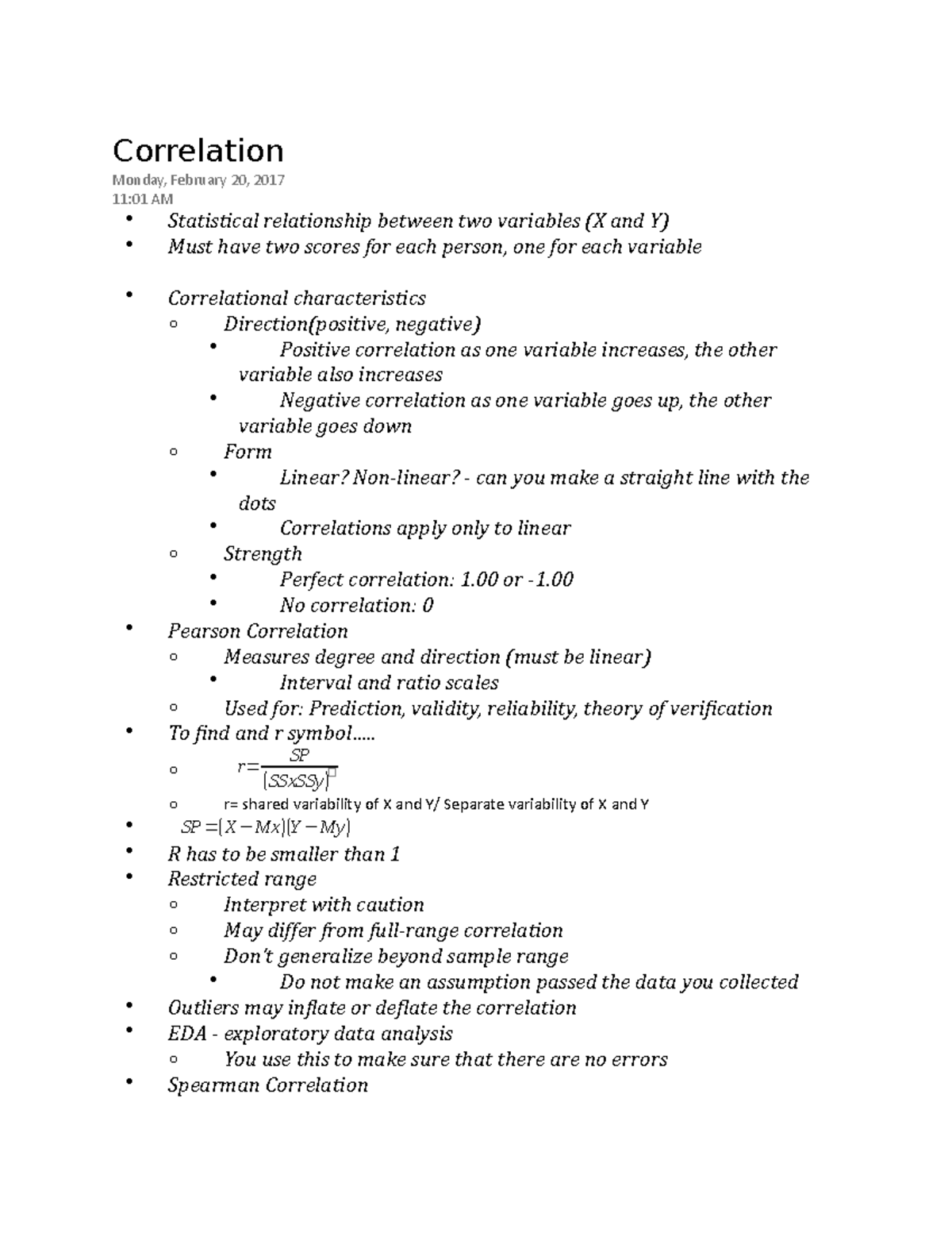 PSYC 211 ch 15 - Lecture notes 15 - Correlation Monday, February 20 ...