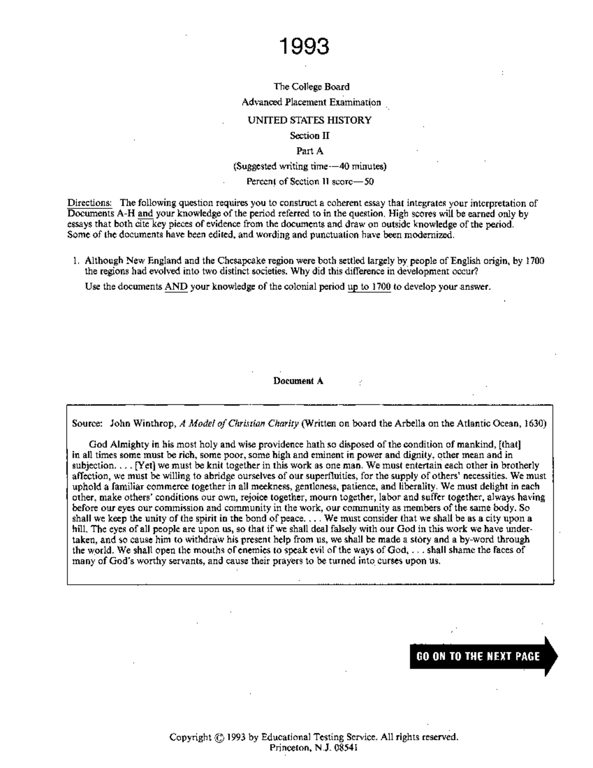 1993 DBQ - Two Societies - ####### The College Board ####### Advanced ...