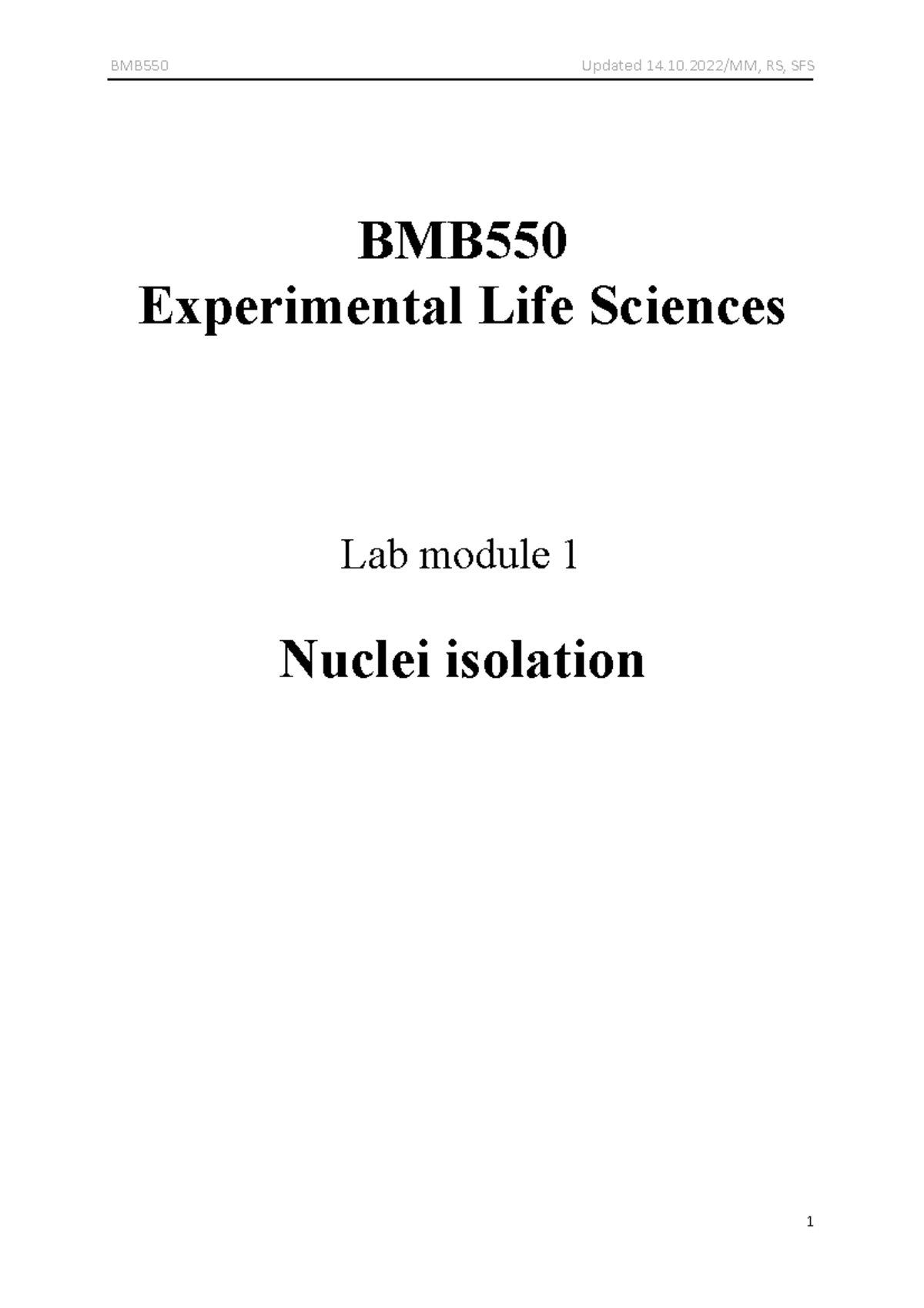 Lab-module 1 Nuclei Isolation BMB550 Final 141022 - BMB Experimental ...