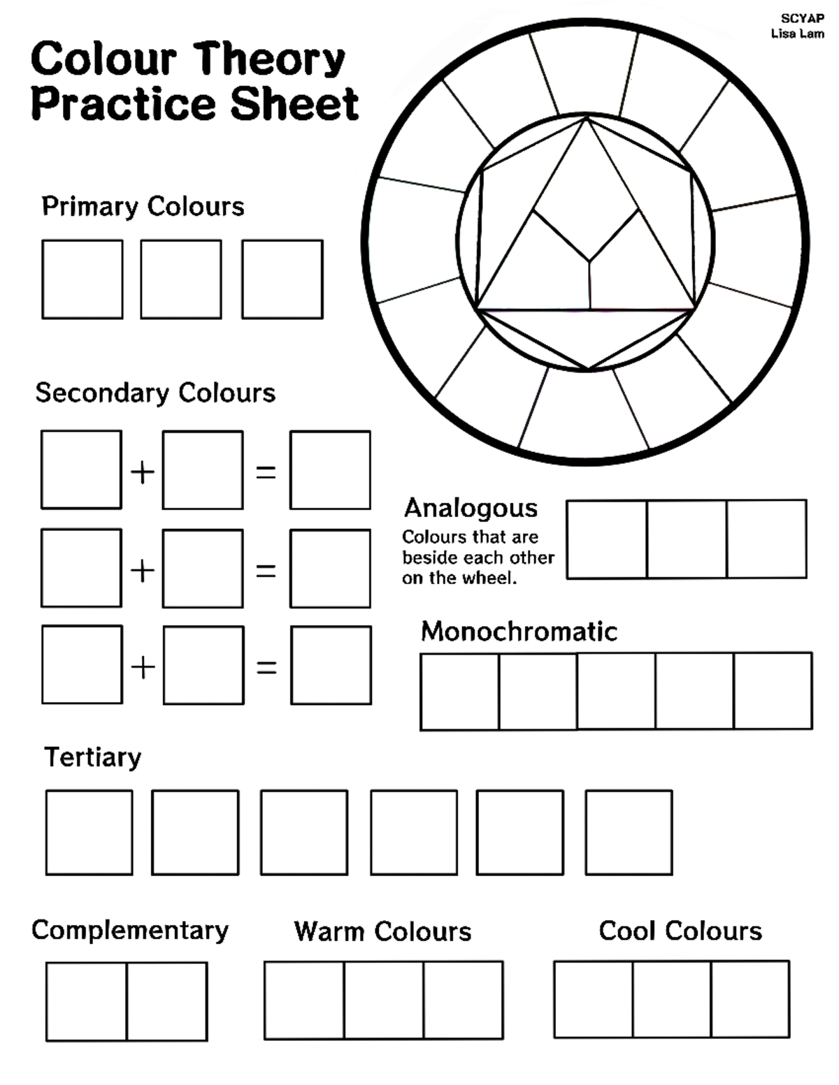 Colour Theory Practice Sheet PDF - Bachelor in Business Teacher ...
