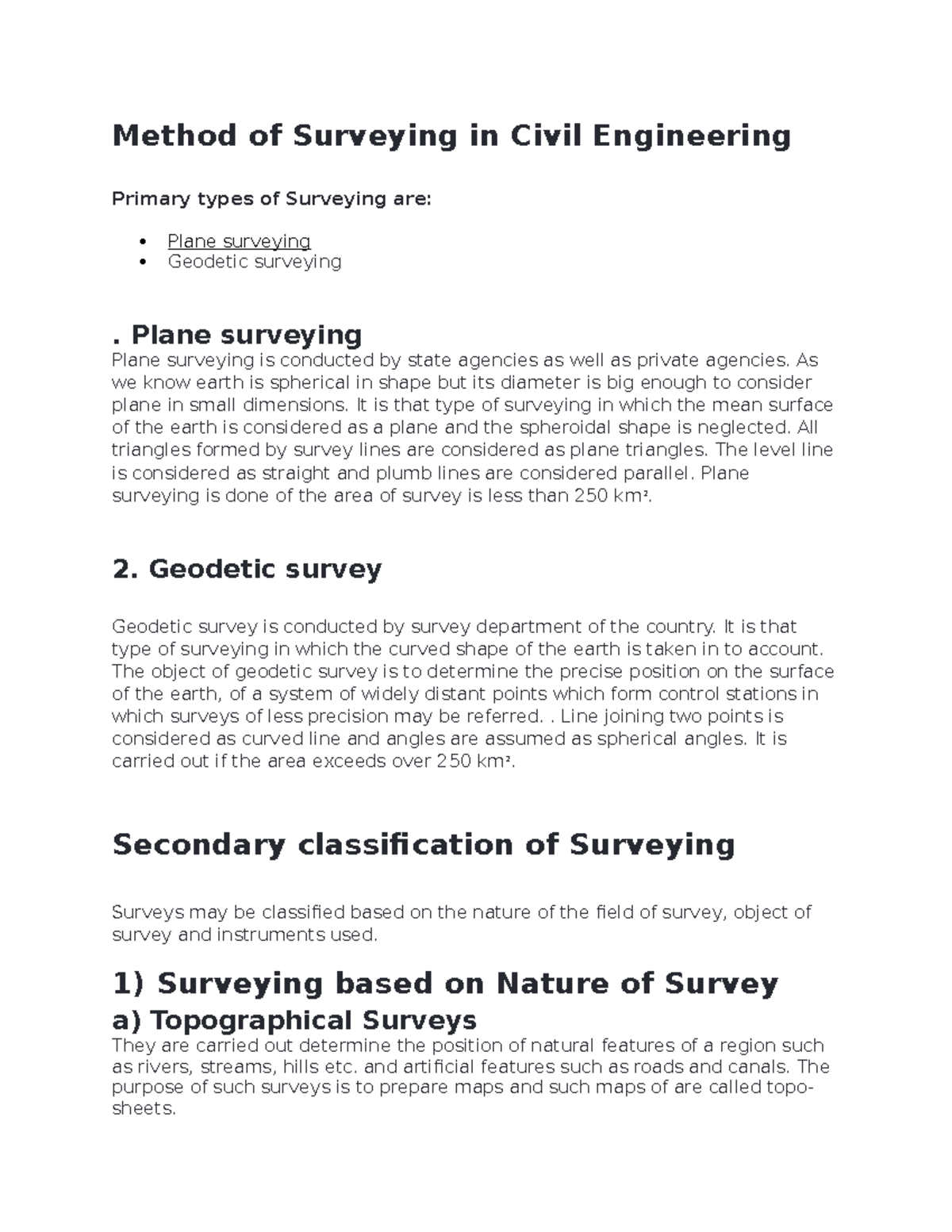 C) Method of Surveying in Civil Engineering - Method of Surveying in ...