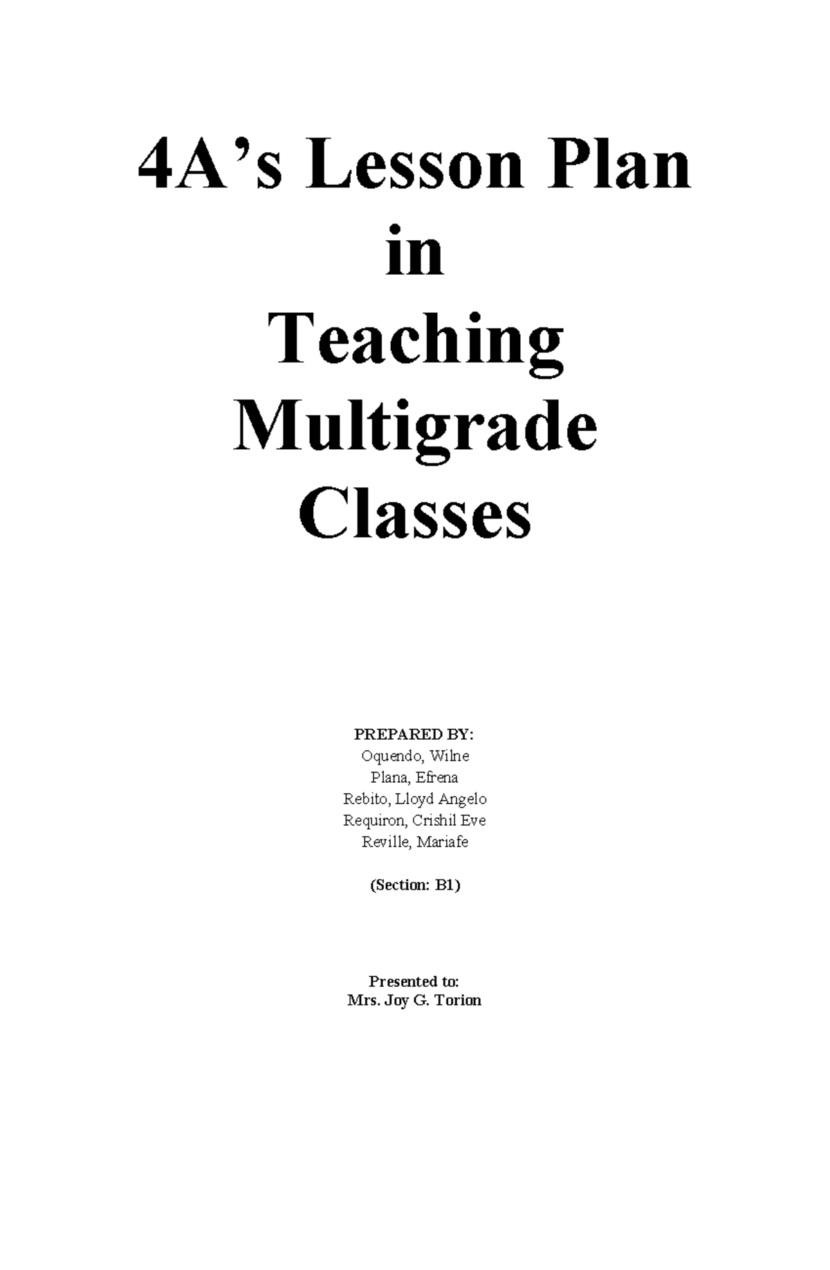 Lesson-PLAN ST7 - 4A’s Lesson Plan in Teaching Multigrade Classes ...