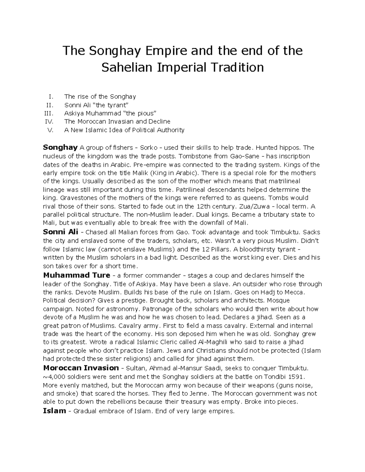 The Songhay Empire and the end of the Sahelian Imperial Tradition - The ...