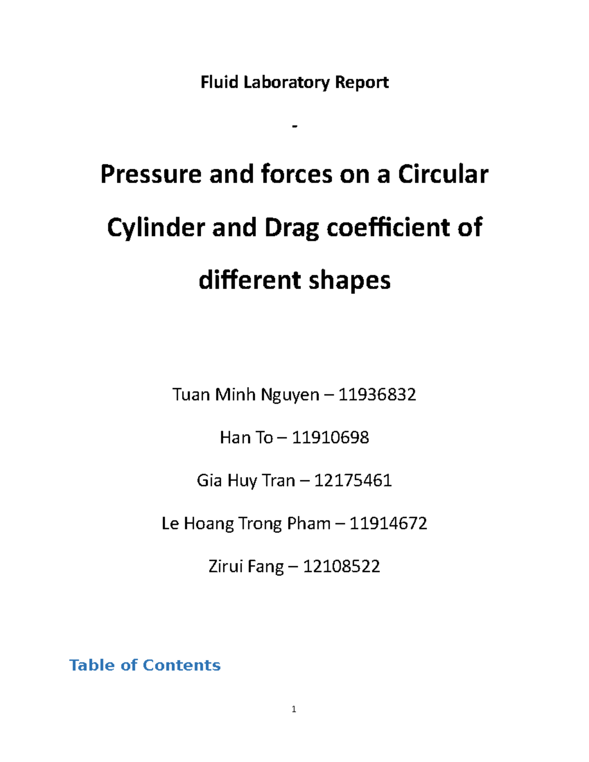 Lab report Fluids Mechanics - Fluid Laboratory Report - Pressure and ...