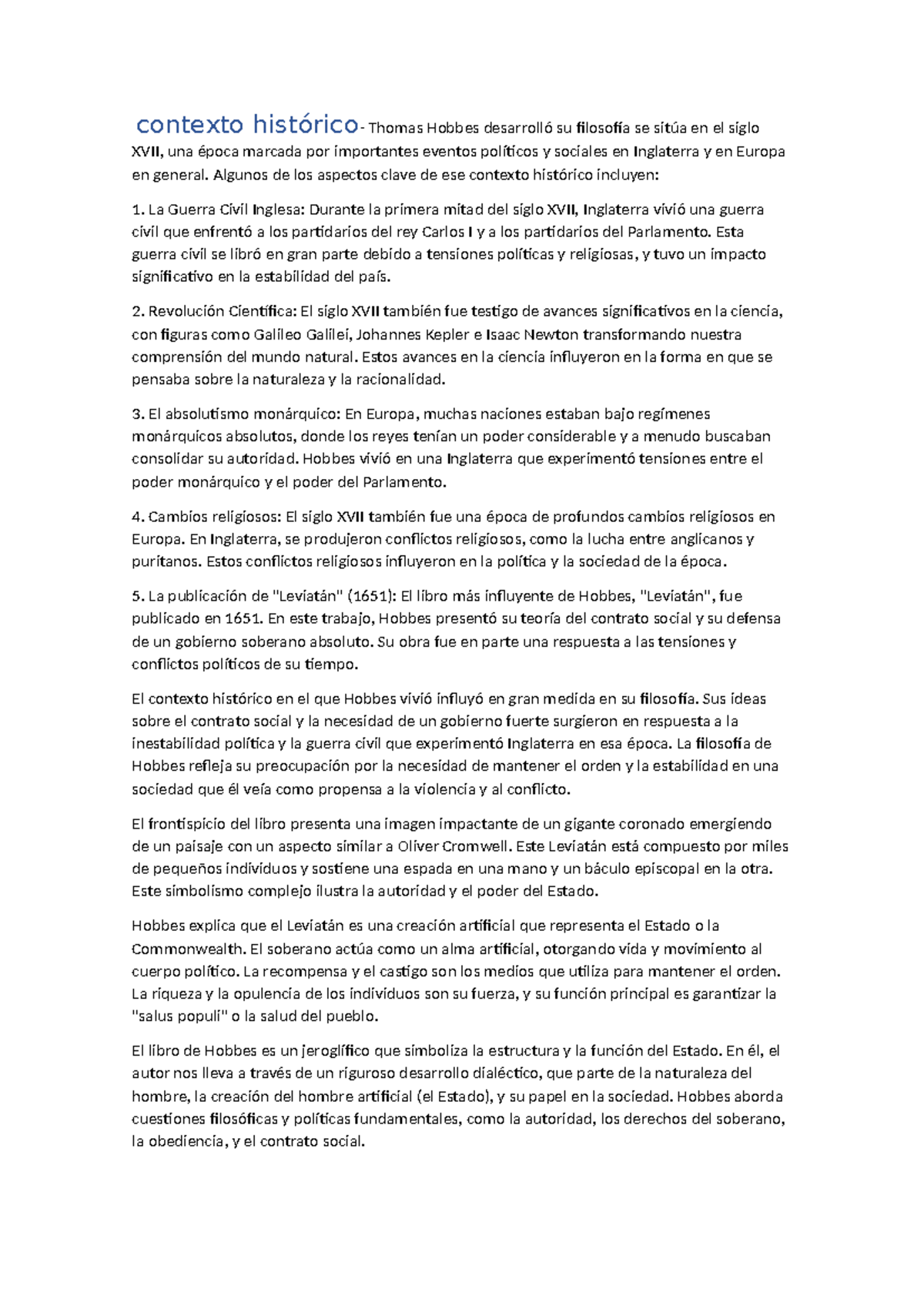 Derecho politico- textos- 2do parcial - contexto histórico- Thomas ...