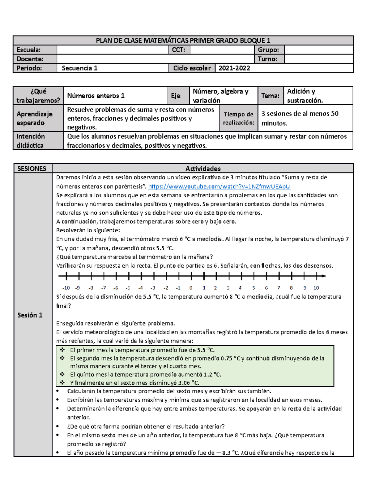 Secuencia 1 - planecion - PLAN DE CLASE MATEMÁTICAS PRIMER GRADO BLOQUE ...