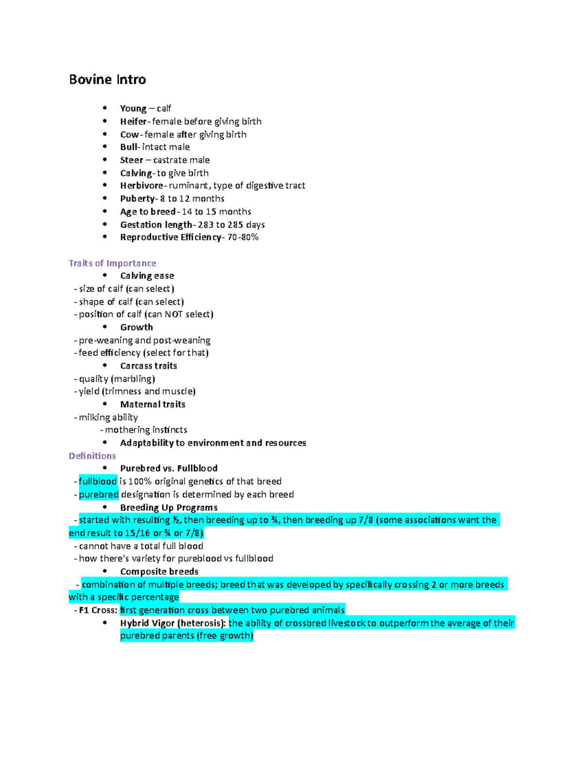 Bovine Intro - Bovine Intro Young – calf Heifer- female before giving ...