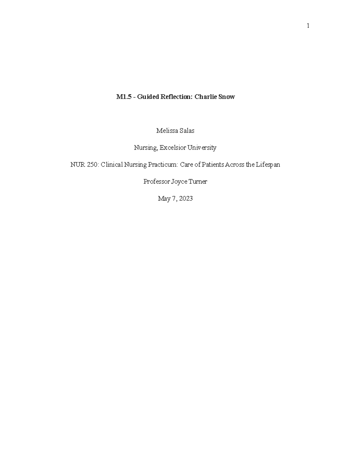 M1.5 - VSIM Guided Reflection - Charlie SNOW - 1 M1 - Guided Reflection ...