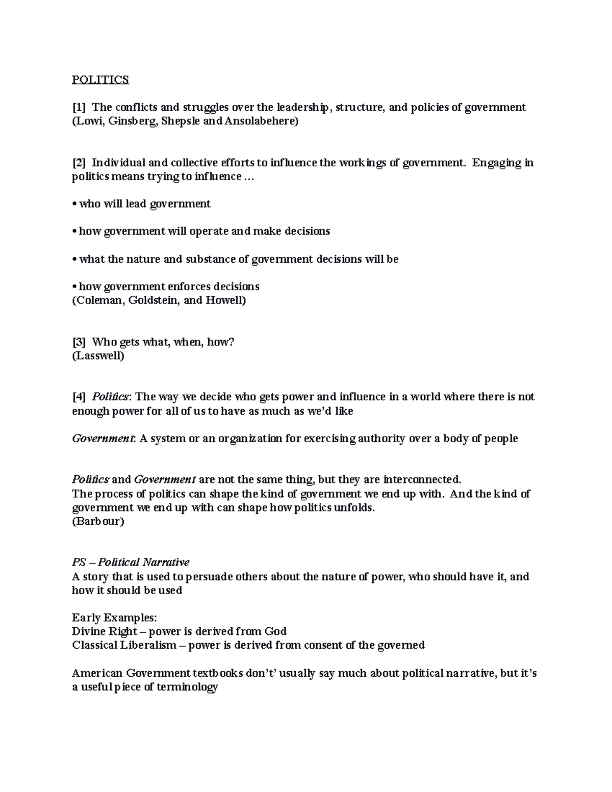 Defining Politics 2021 - POLITICS [1] The conflicts and struggles over ...