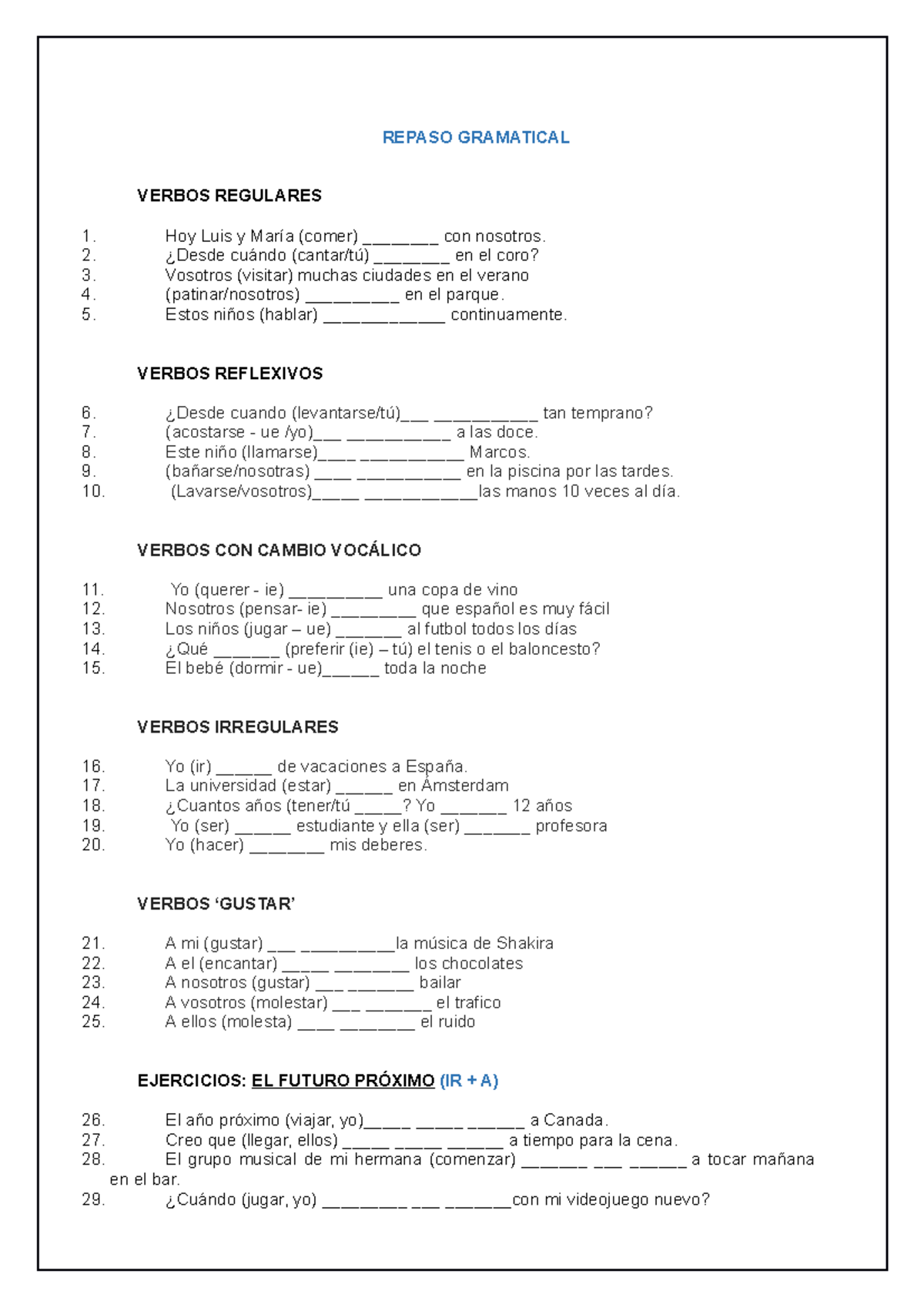 Repaso Gramatical - Oefeningen Gramatica - REPASO GRAMATICAL VERBOS ...