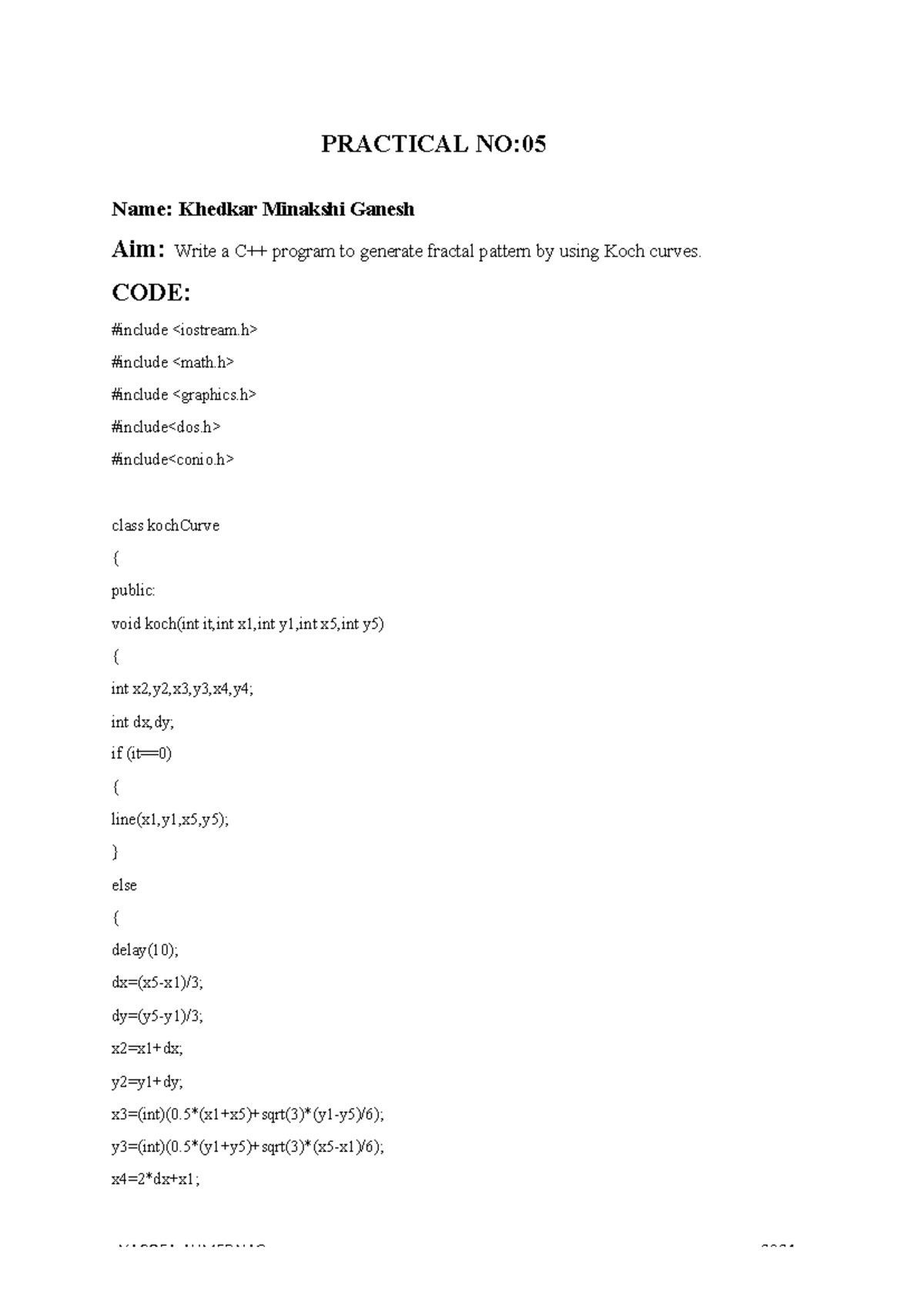 Cg practicalmm 5 - Noo - SE. VACOEA,AHMEDNAG 2024- PRACTICAL NO: Name ...