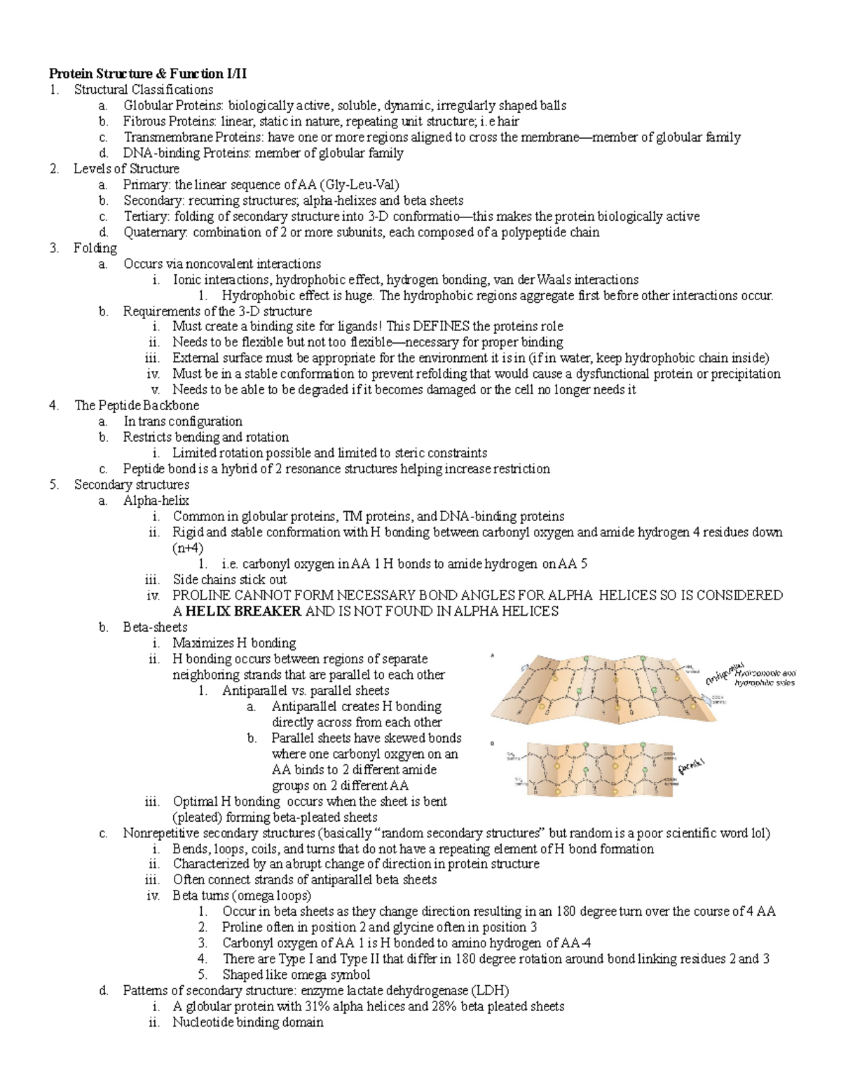 Protein Structure and Function study materials - Protein Structure ...