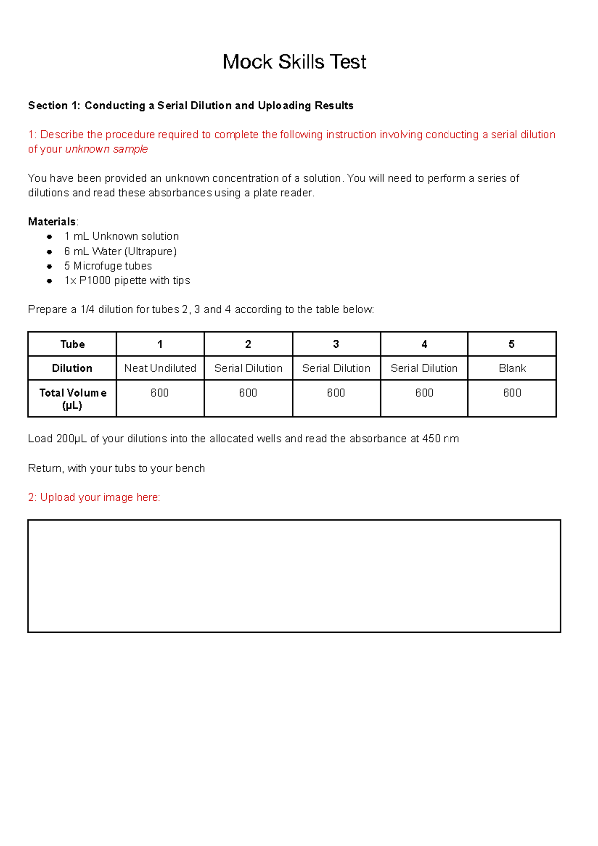 Skills Test 1 Mock - Mock Skills Test Section 1: Conducting a Serial ...