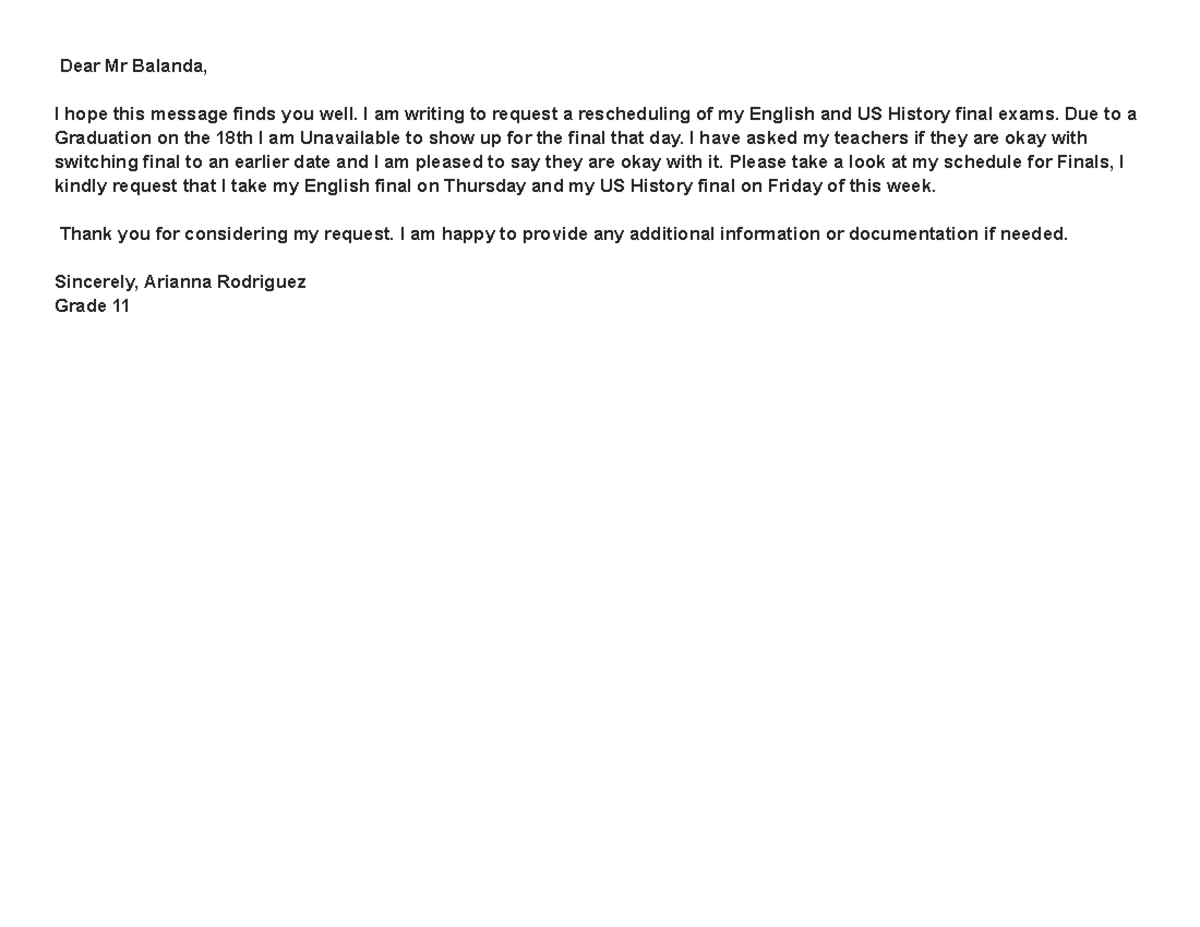 Copy of Final Exam Planning Doc for Students-2 - Dear Mr Balanda, I ...