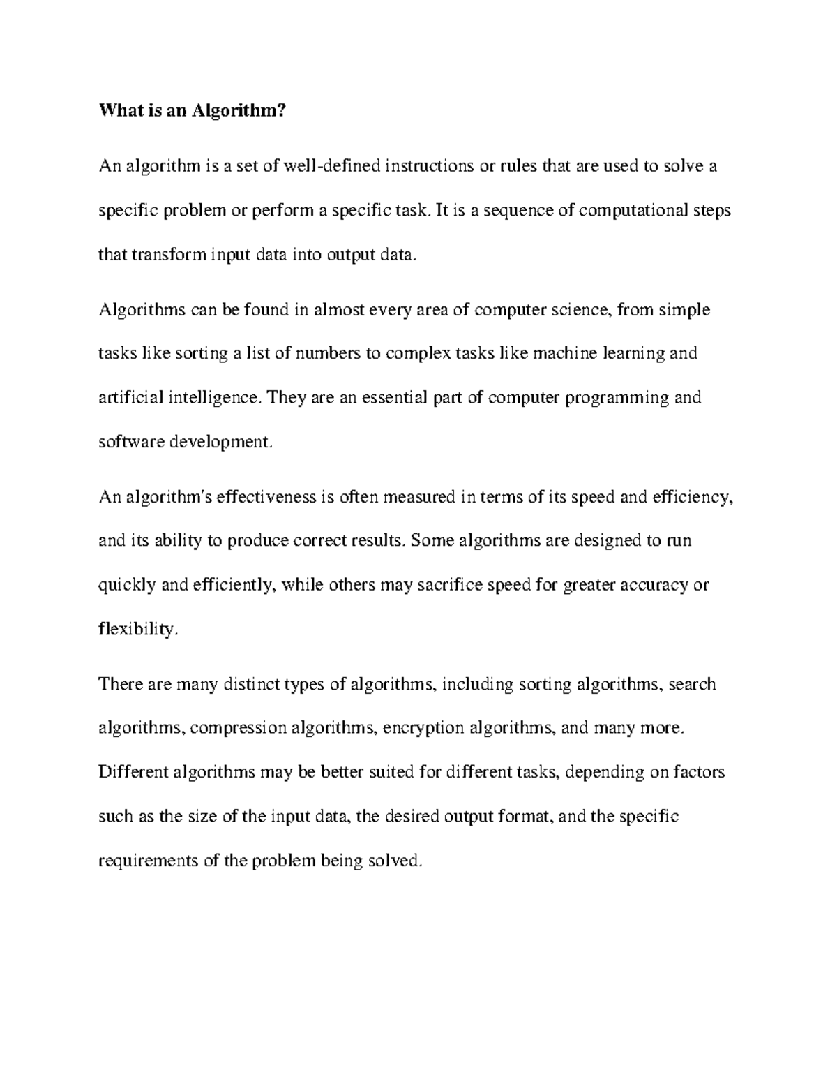 Document 27 (83) - Shan - What is an Algorithm? An algorithm is a set of well-defined ...
