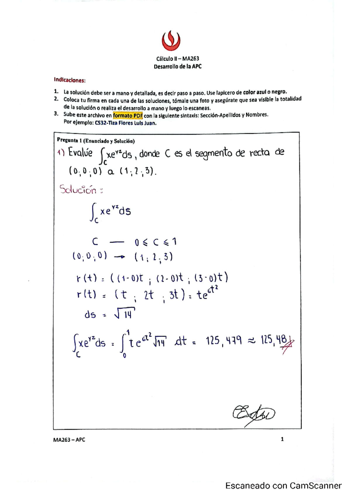 SW51-Lizana Gamarra Eduardo - Cálculo II MA263 Desarrollo de la APC Indicaciones: 1. La solución ...