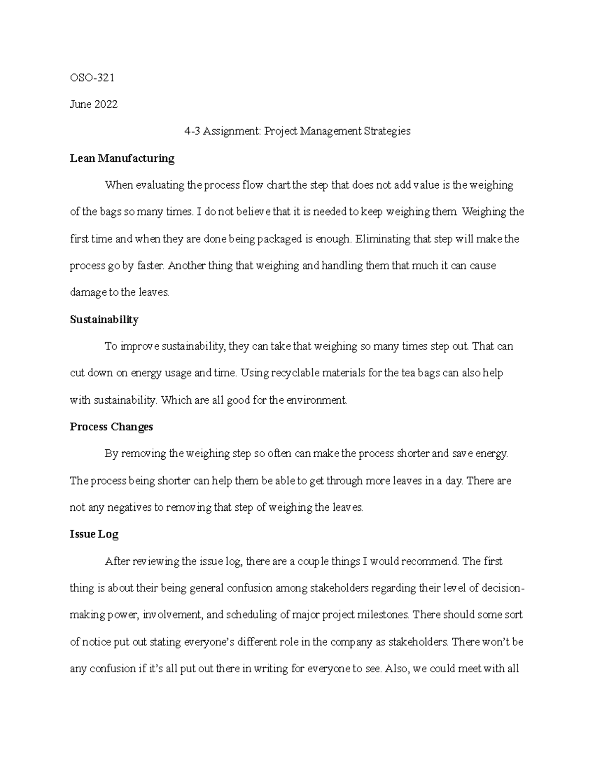 4-3 assignment - OSO- June 2022 4-3 Assignment: Project Management ...