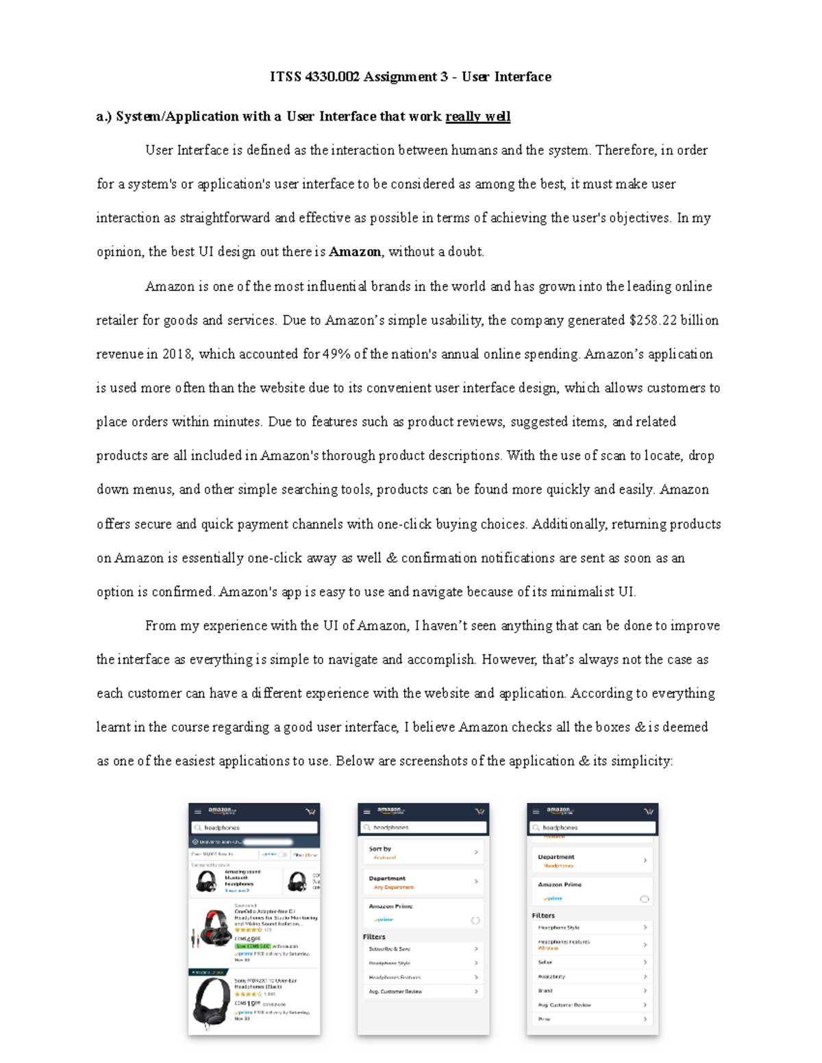 ITSS 4330 Assignment 3 - ITSS 4330 Assignment 3 - User Interface a ...