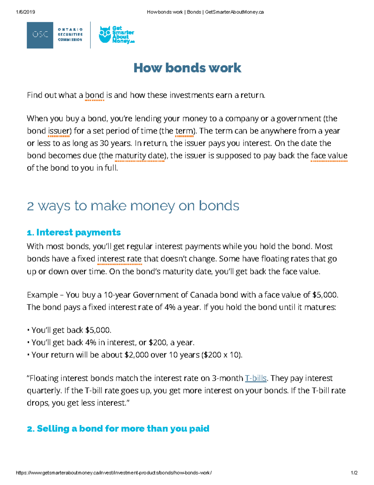 How bonds work - 1/6/2019 How bonds work | Bonds | GetSmarterAboutMoney ...