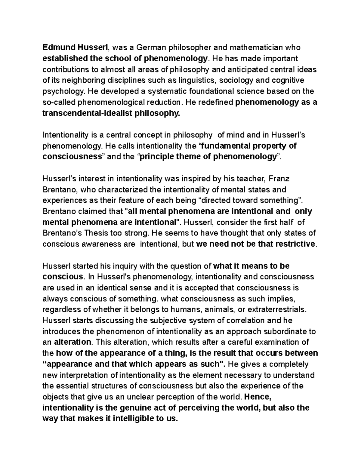 Untitled document 2 - Husserl’s phenomenology - Edmund Husserl, was a ...
