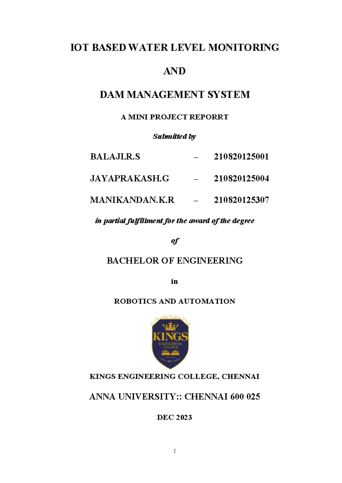 Ilovepdf merged - project repoet of the students - i IOT BASED WATER ...