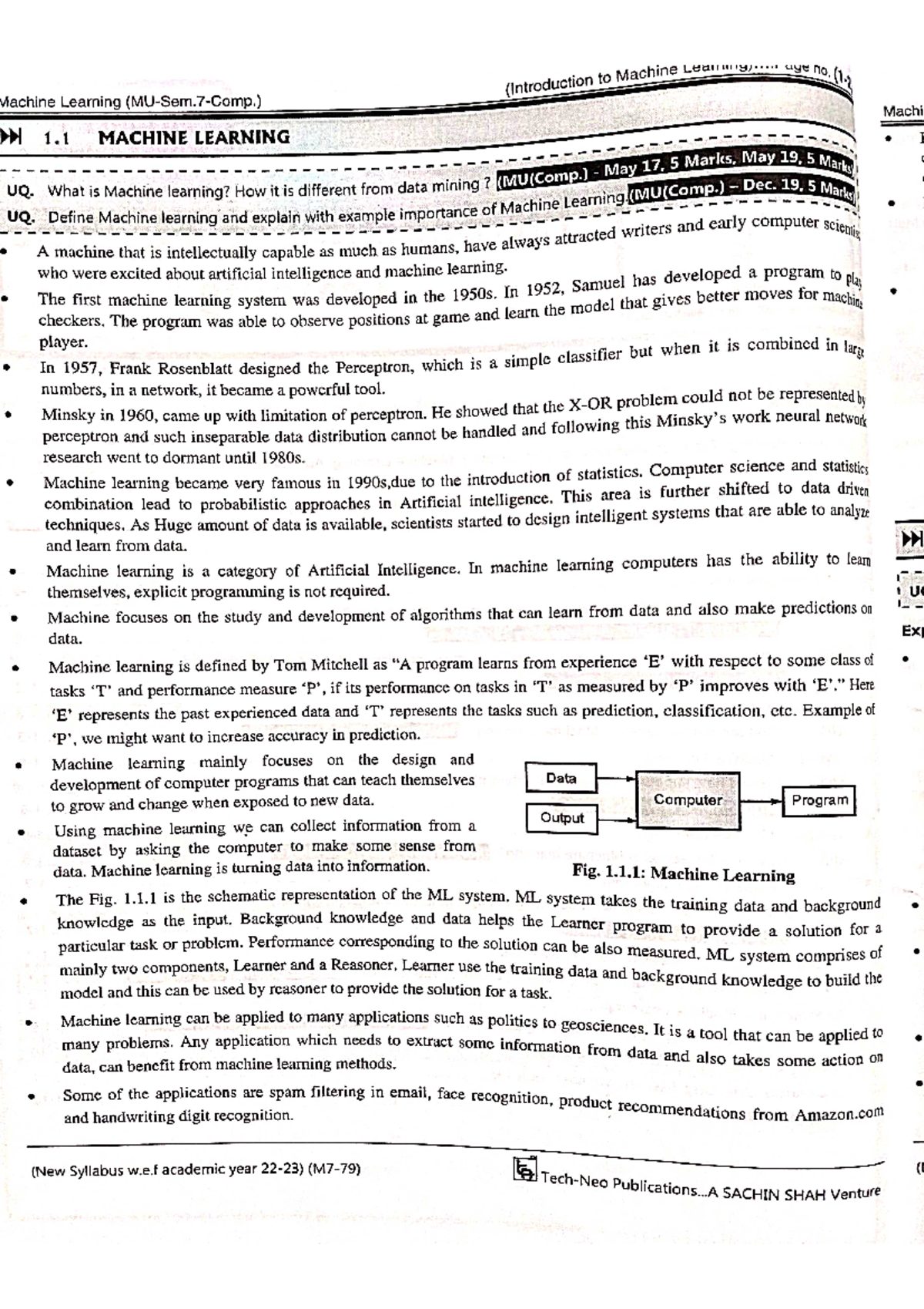 ML Chap 1 - ml chapeter 1 notes - Machine Learning - Studocu