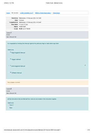 Midterms QUIZ 1 Attempt review - Dashboard / My courses / BL-CS-6204A-LEC-1933T / WEEK 7: - Studocu