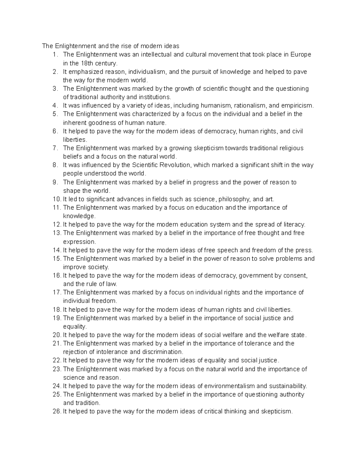 The Enlightenment and the rise of modern ideas - The Enlightenment was ...