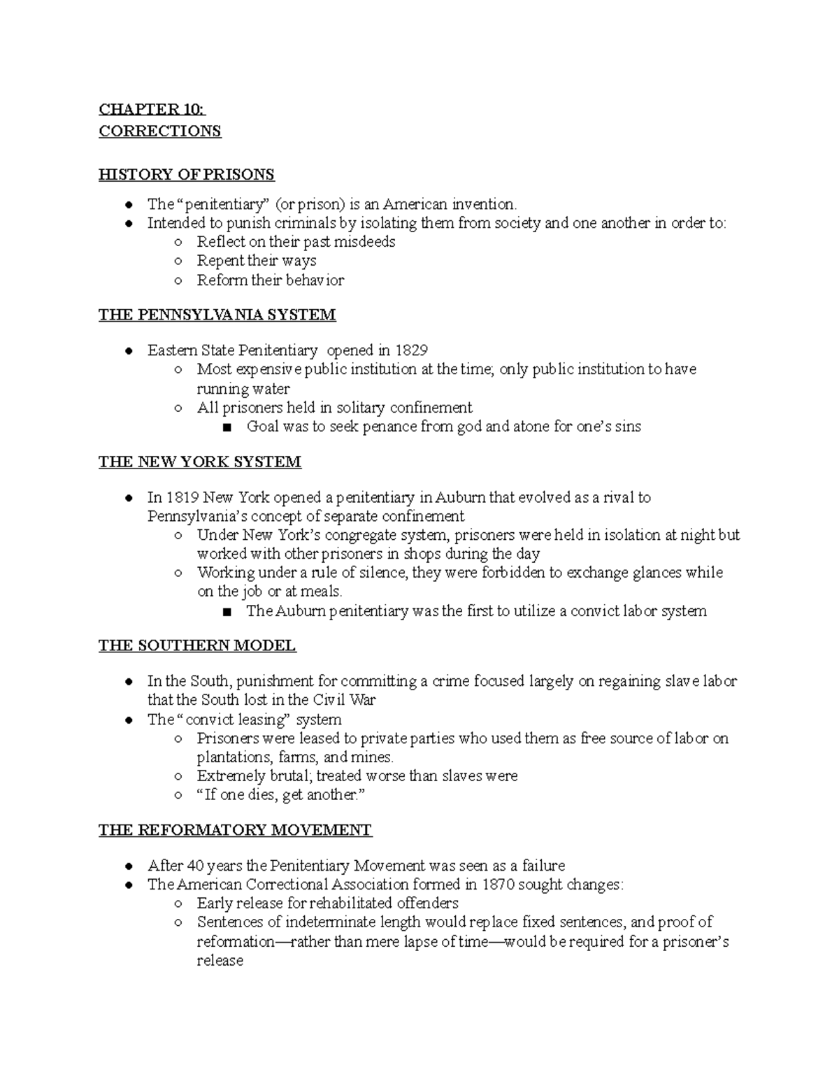 Kathleen Stephens SSJ 101 Chapter 10 Notes - CHAPTER 10: CORRECTIONS ...