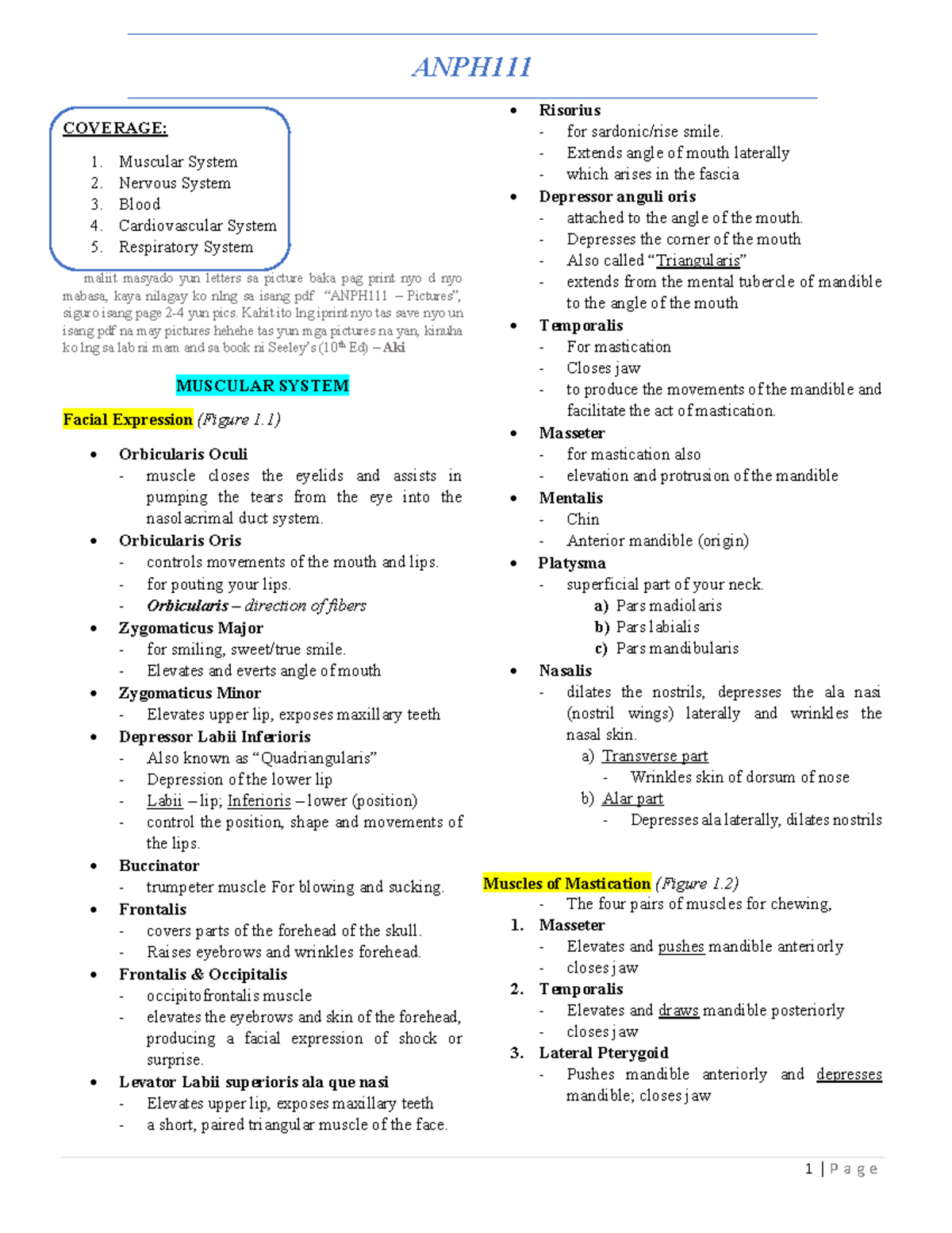 ️ANPH111 - anatomy and physiology lecture reviewer and everything ...