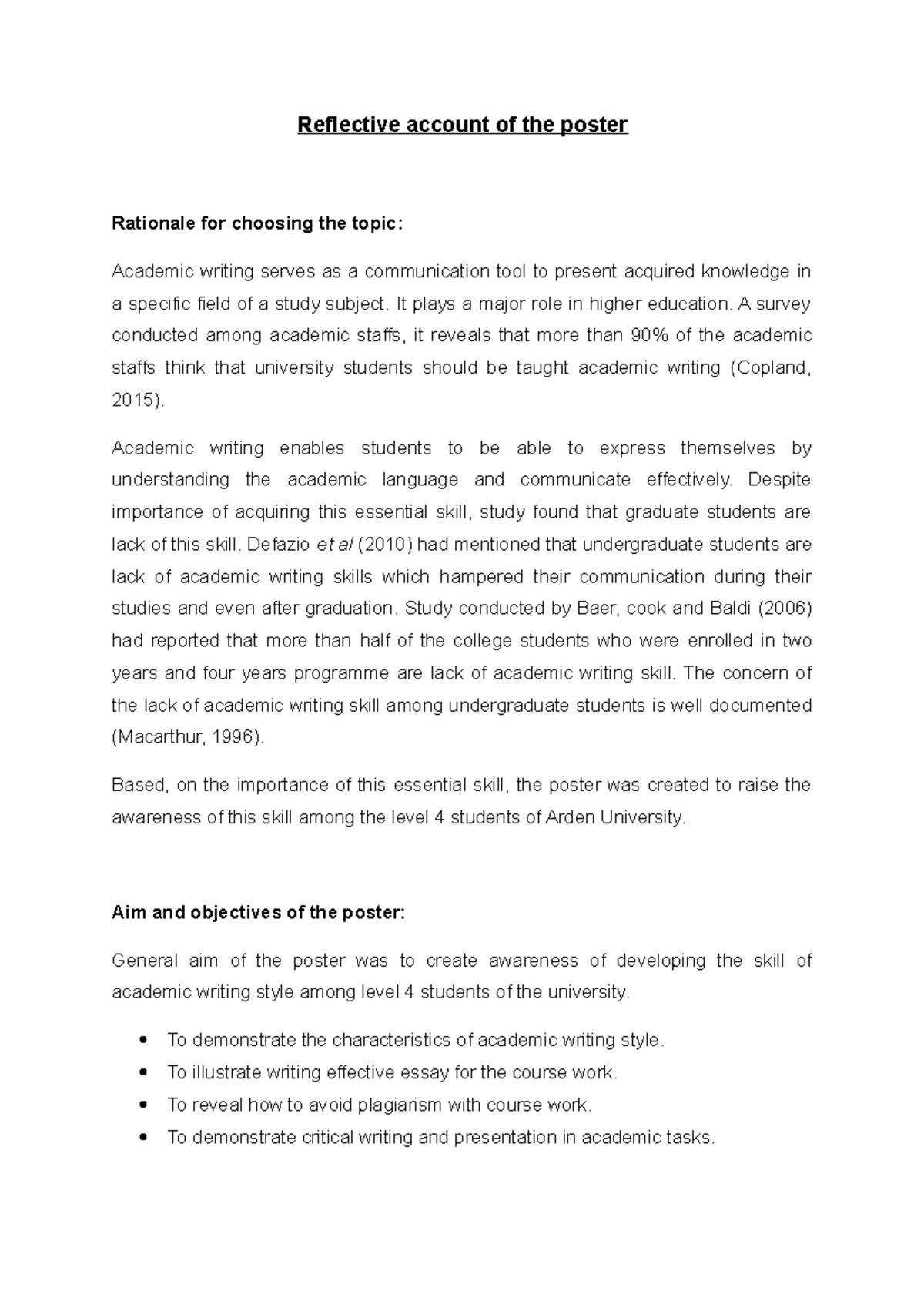 Skill for learning Reflective account of the poster 2 - Reflective ...