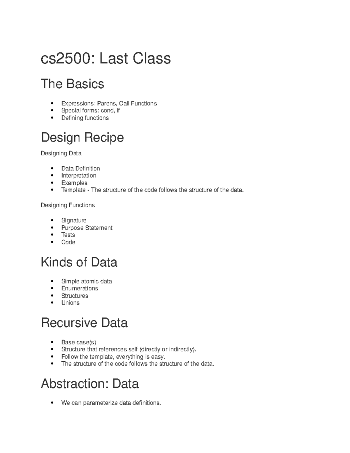 CS 2500 2017 notes 32 - cs2500: Last Class The Basics Expressions ...