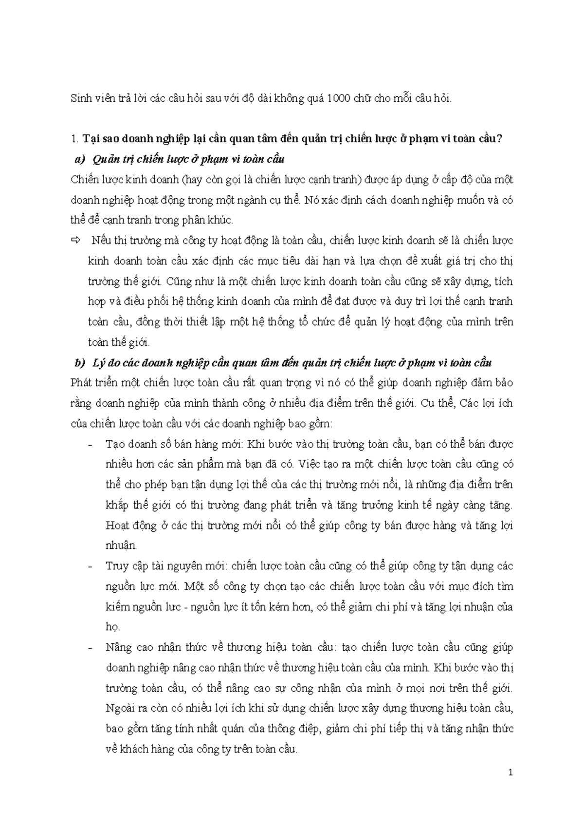 Qtcltc - Btlms - alalal - Sinh viên trả lời các câu hỏi sau với độ dài không quá 1000 chữ cho ...