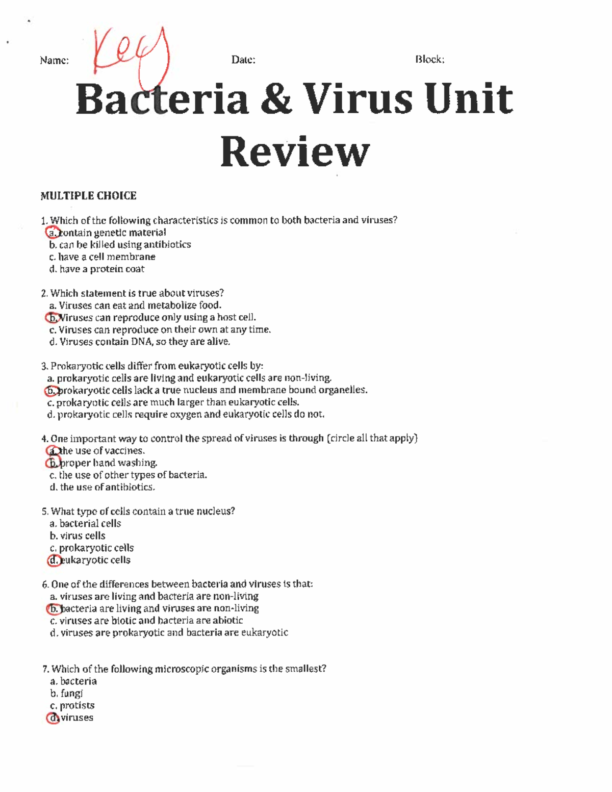 Bacteria virus Review KEY - BIOL 3380 - Studocu