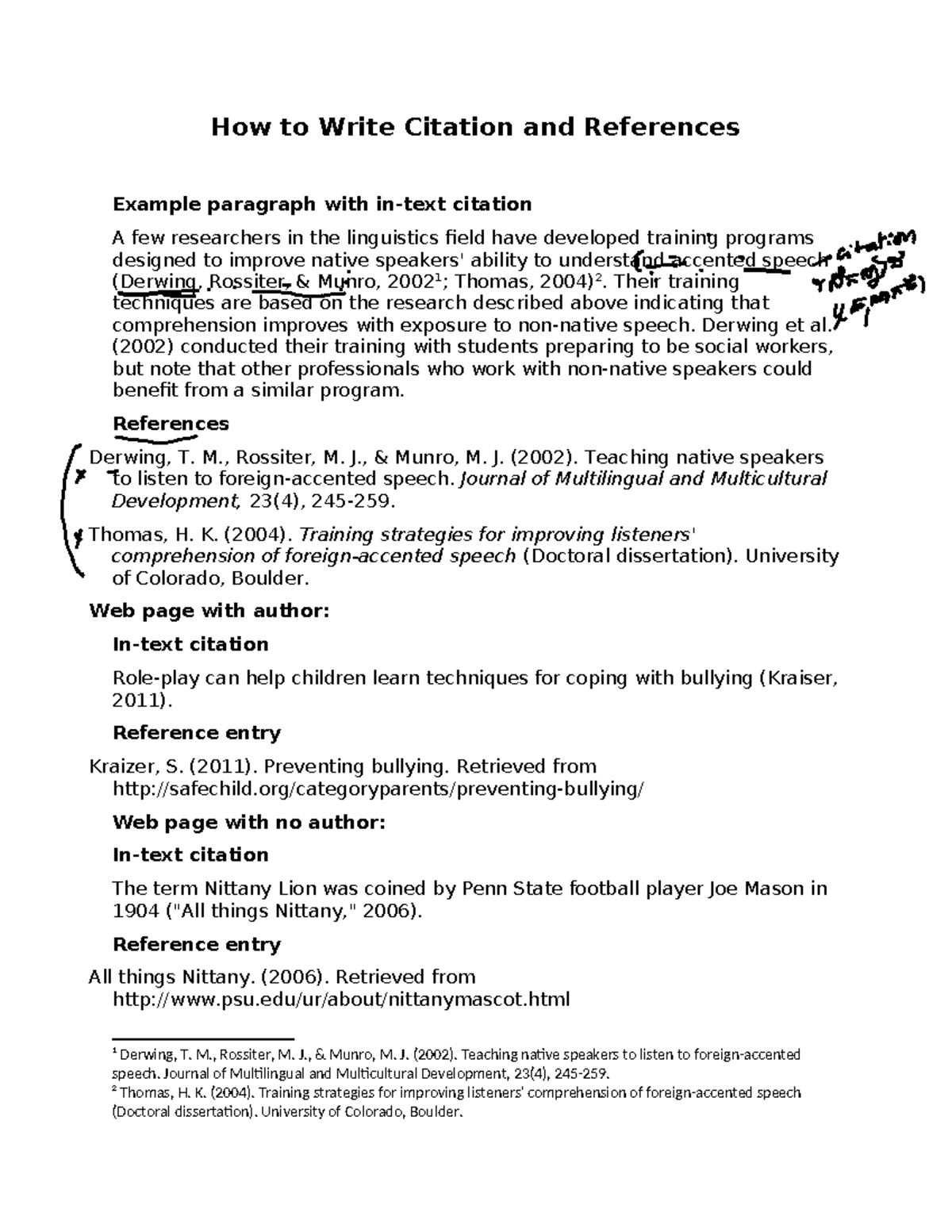 Example Citation and Reference - How to Write Citation and References ...