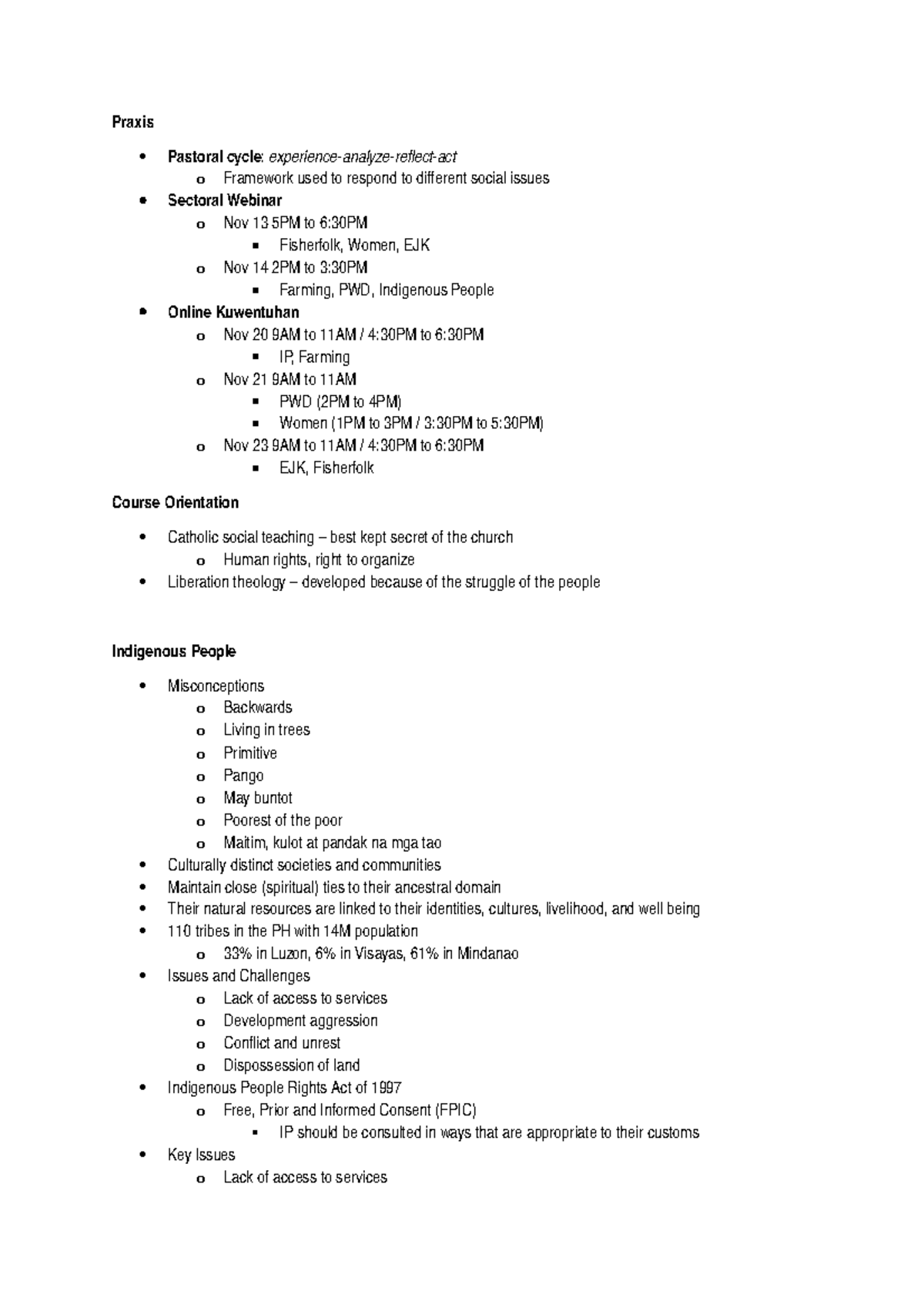 TH 141 Lecture Notes - Praxis Pastoral cycle : experience-analyze ...